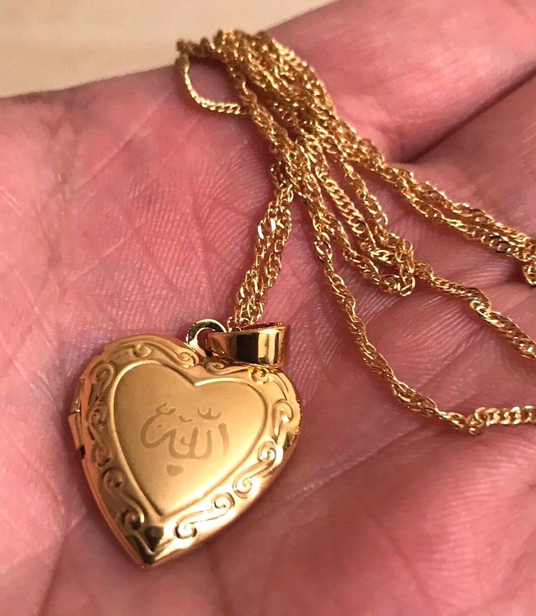 Allah الله Islamic Heart Shape Locket Pendant Necklace Taweez Tawiz ...