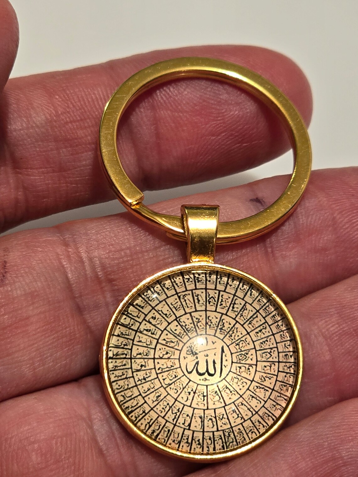 99 Names of Allah الله in Arabic Islamic Keychain Keyring Gold Colour ...