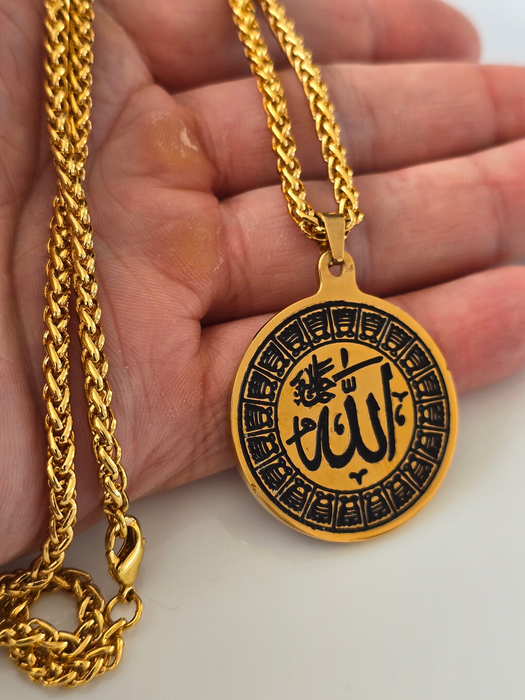Allah الله Islamic Round Pendant Necklace Unisex Muslim Jewellery ...
