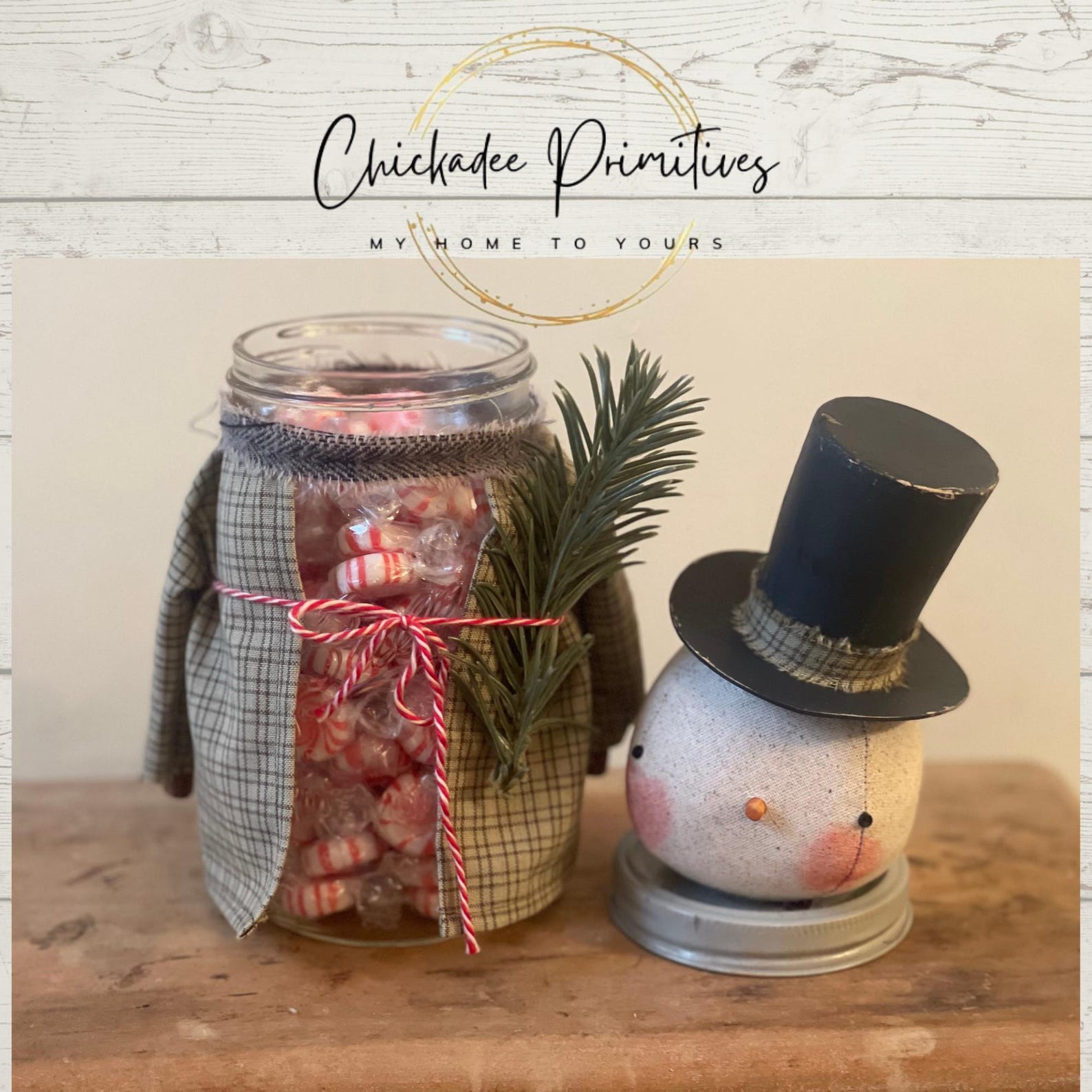 Primitive Cottage Farmhouse Snowman Gift Jar Project Cookie Jar, Candy ...