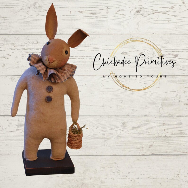 Primitive Farmhouse Fiber-clay and Cloth Spring Rabbit by Chickadee ...