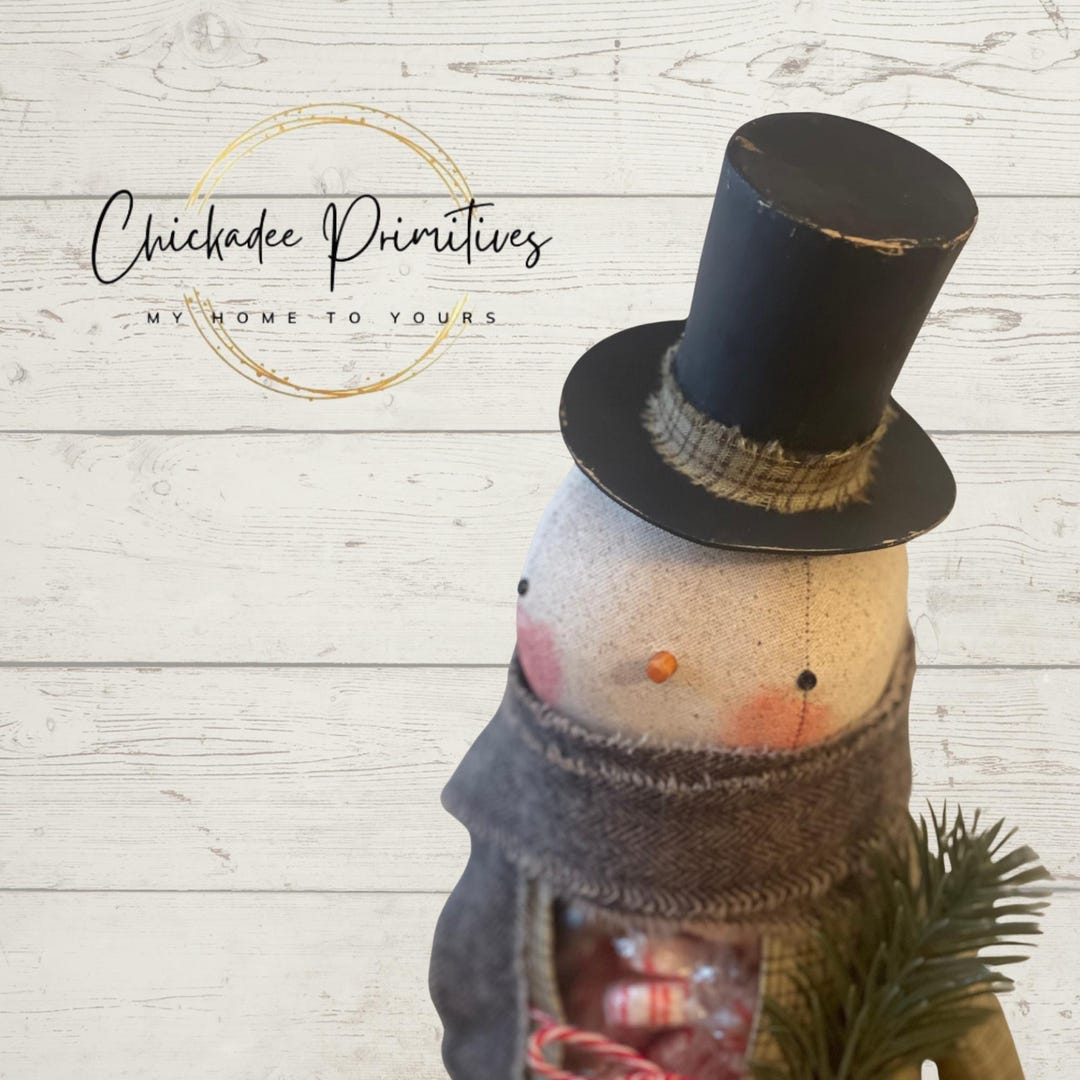 Primitive Cottage Farmhouse Snowman Gift Jar Project Cookie Jar, Candy ...
