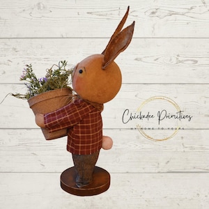 NEW!! Primitive Farmhouse Flower Garden Bunny Rabbit Digital Pattern by ...