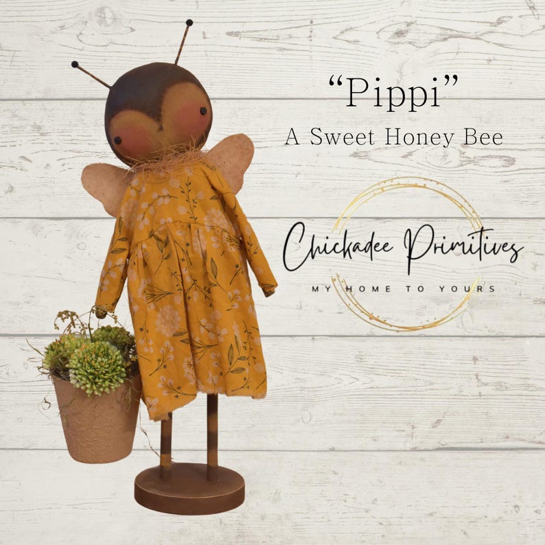 Primitive Summer Farmhouse Honey Bee Doll Pattern by Chickadee ...