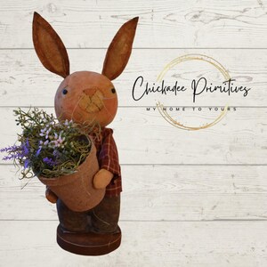 NEW!! Primitive Farmhouse Flower Garden Bunny Rabbit Digital Pattern by ...