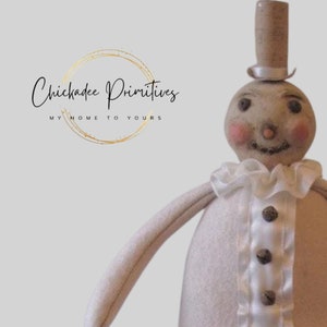 Primitive Rustic Farmhouse Clay Wool Snowman PDF Pattern Chickadee ...