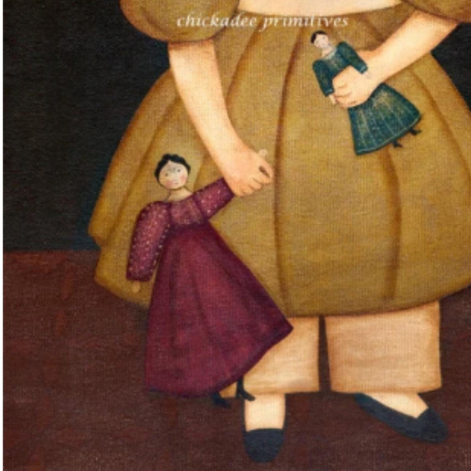 Primitive Folk Art Girl With Dolls Portrait Giclee Primitive - Etsy