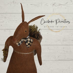 NEW!!!! Primitive Farmhouse Spring Rabbit With Jute Bucket Digital ...