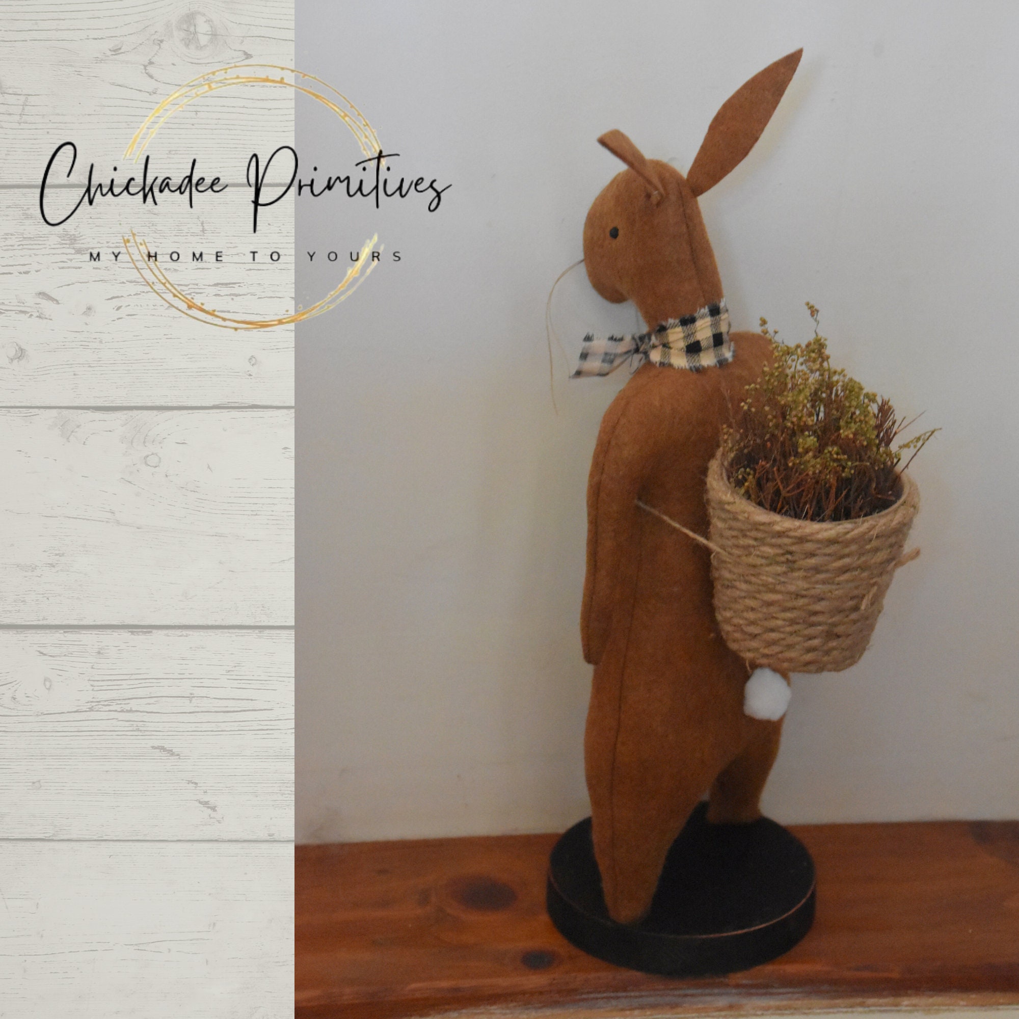 NEW!!!! Primitive Farmhouse Spring Rabbit With Jute Bucket Digital ...