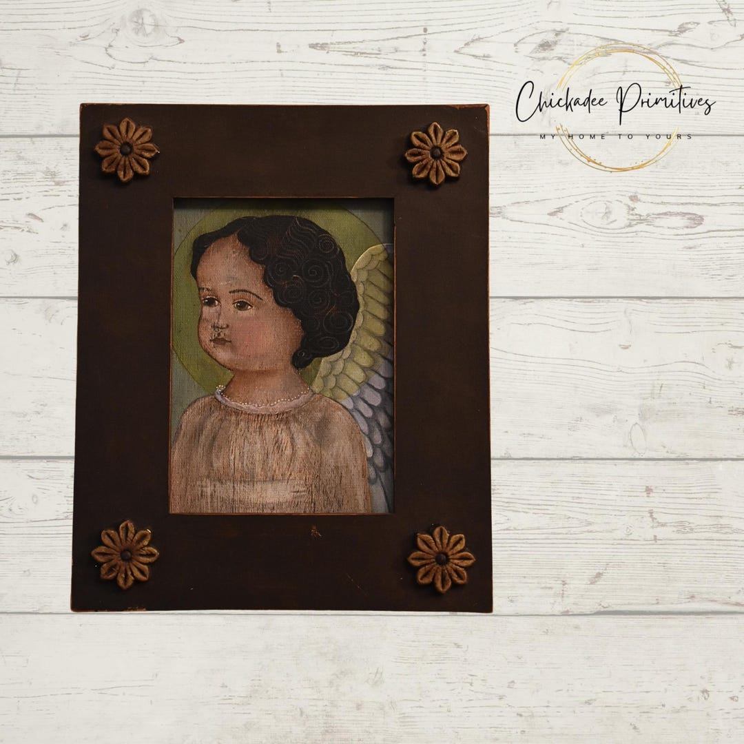 Primitive Fall Folk Art Farmhouse Portrait Giclee Print by Chickadee ...
