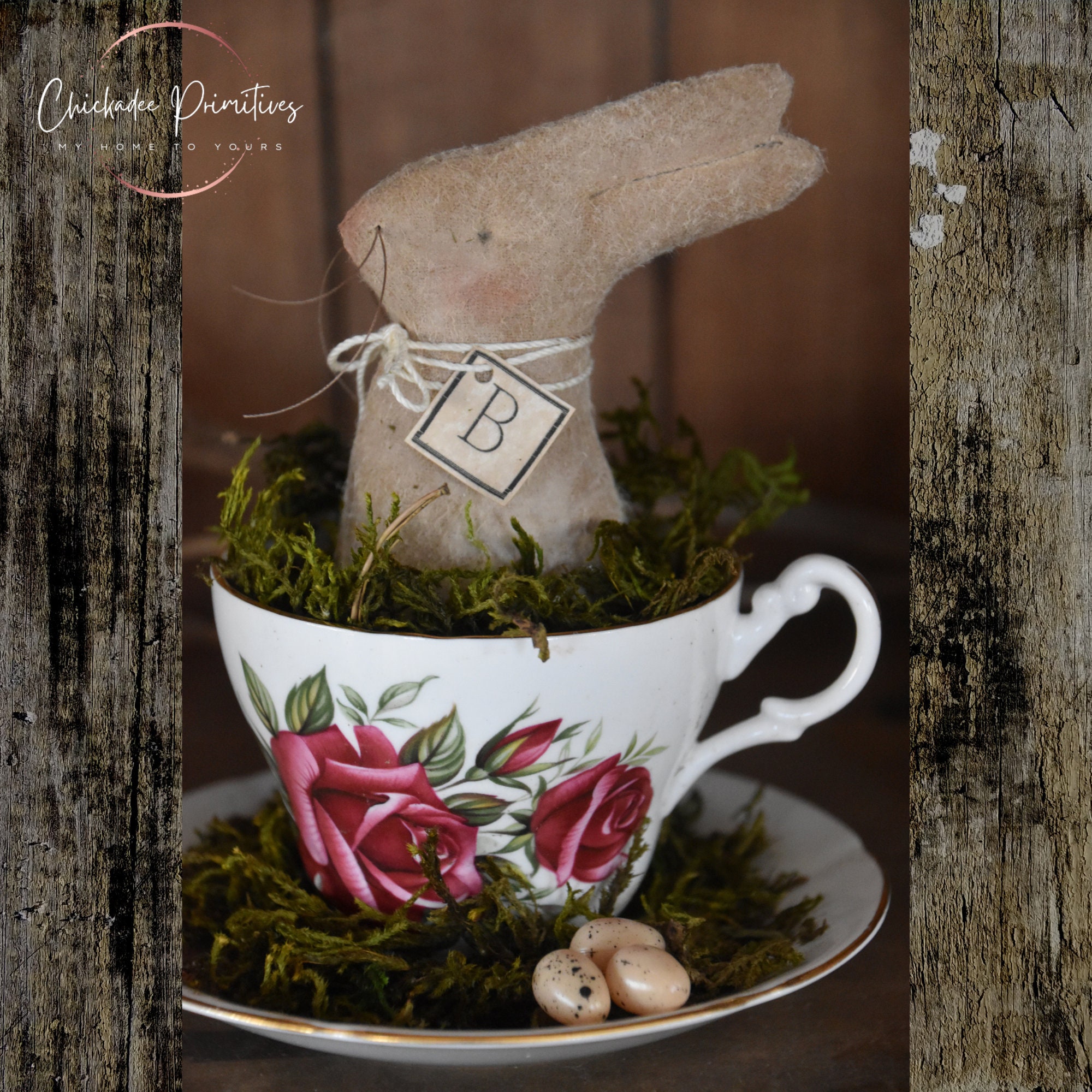 Primitive Teacup Farmhouse Bunny Digital Pattern by Chickadee - Etsy