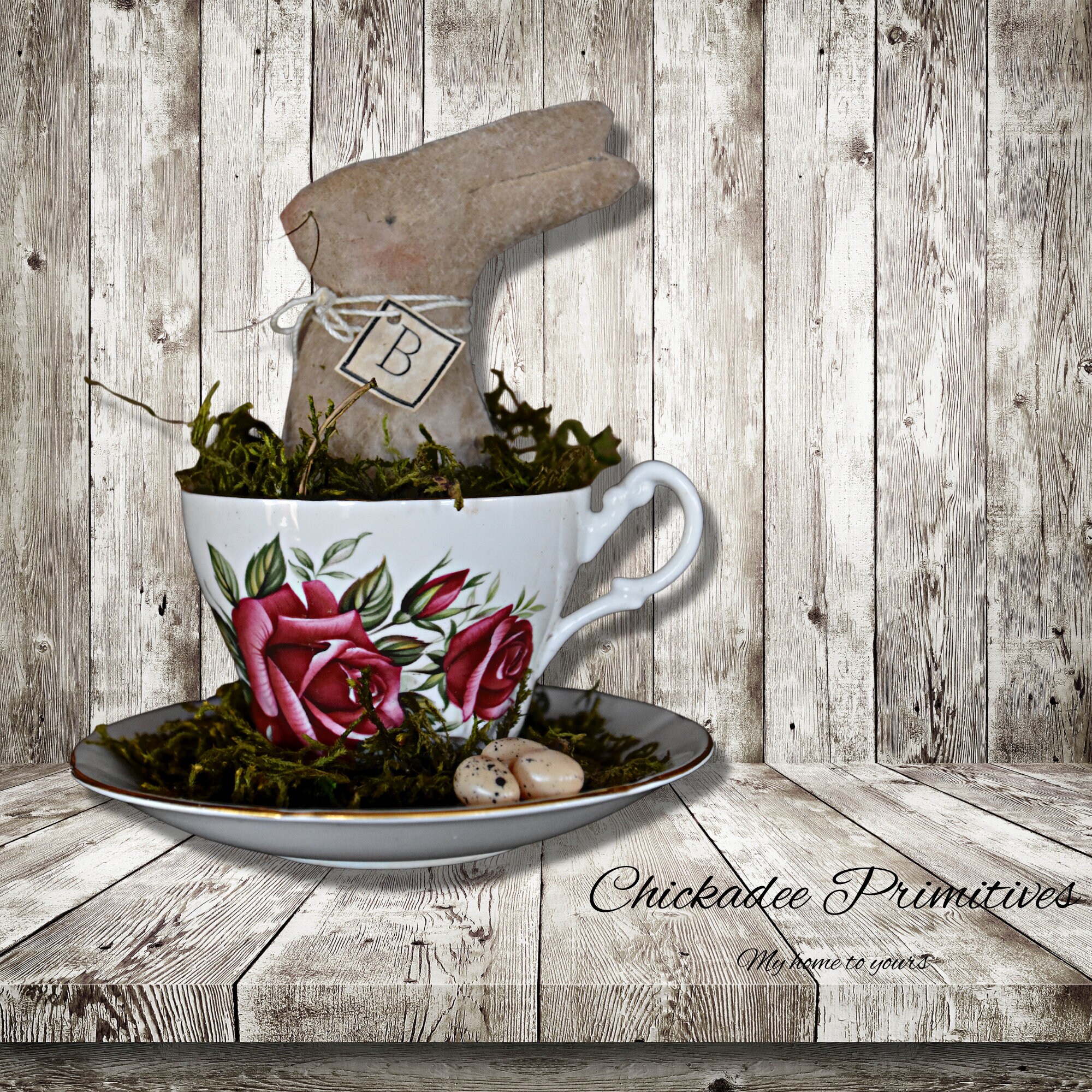 Primitive Teacup Farmhouse Bunny Digital Pattern by Chickadee ...