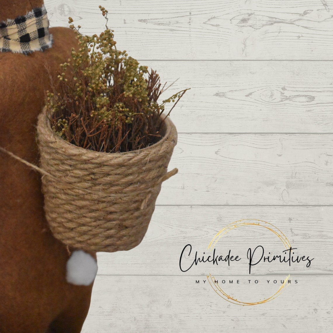 NEW!!!! Primitive Farmhouse Spring Rabbit With Jute Bucket Digital ...