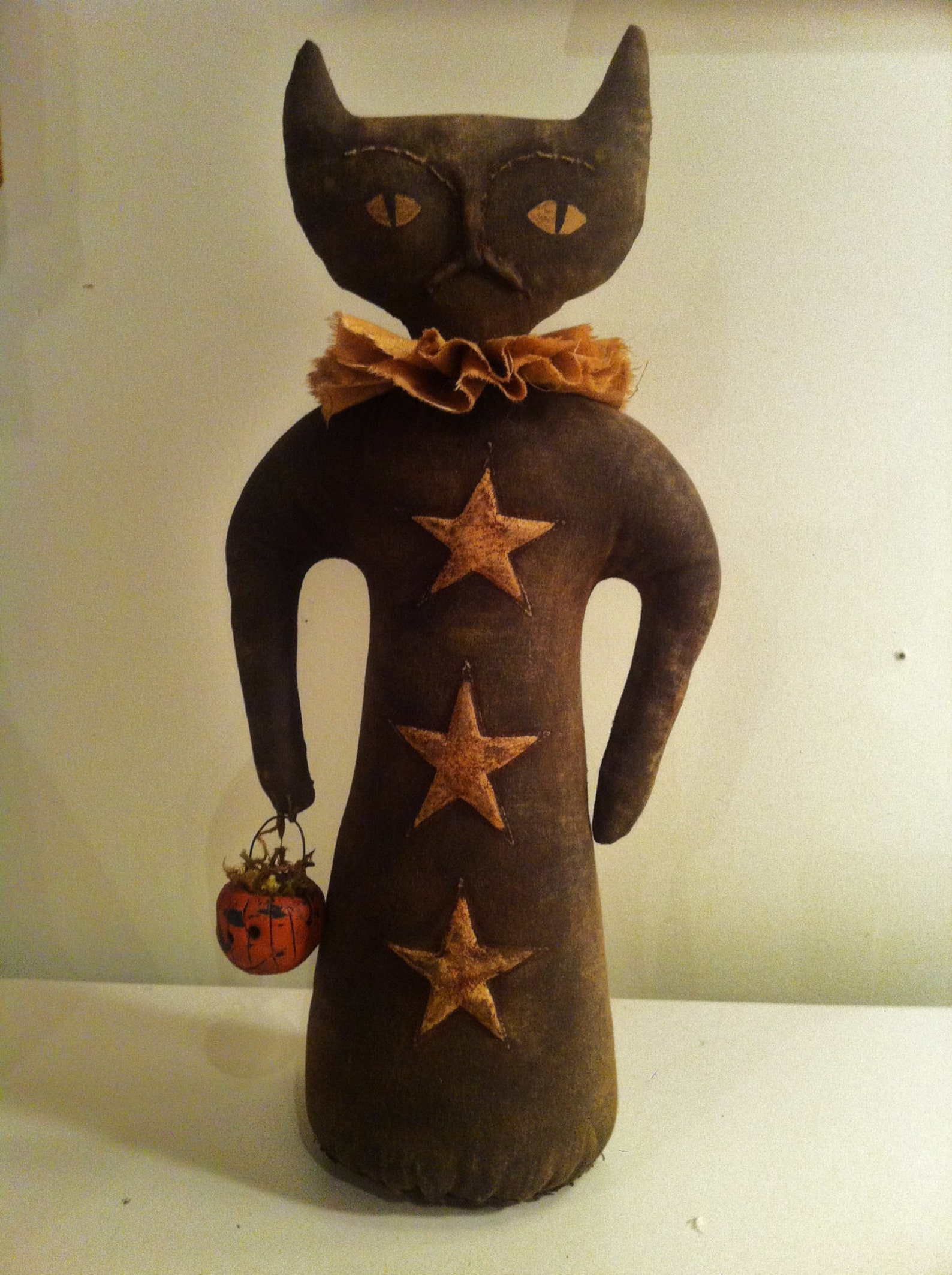 Primitive Halloween Fall Cat Doll Pattern With Clay - Etsy