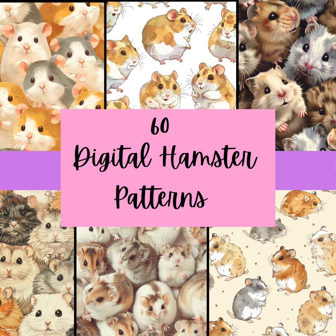 Hamster Seamless Digital Pattern Digital Watercolor Hamster Gerbil ...