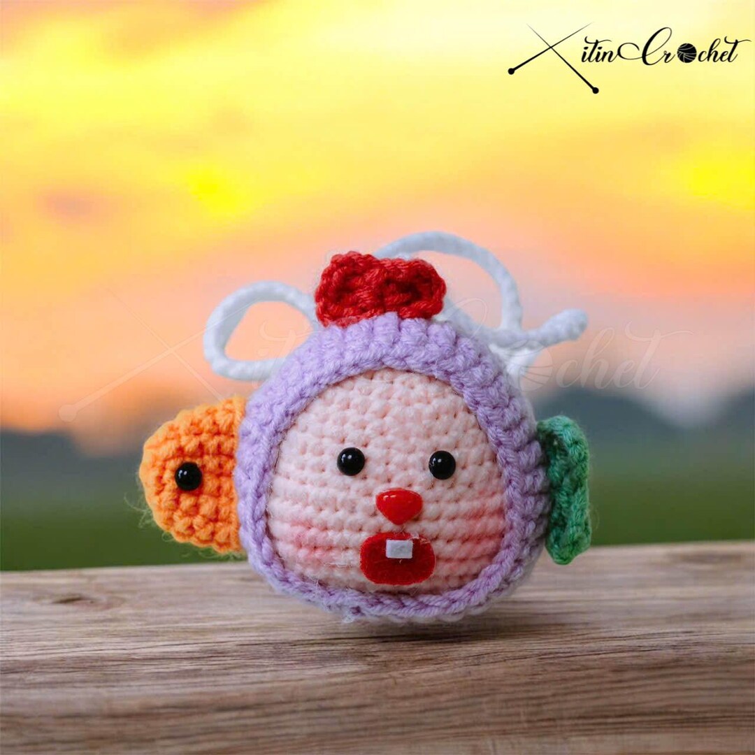 1 PCS - Handmade Crochet Purple Loopy Cosplay Fish Rearview Mirror ...