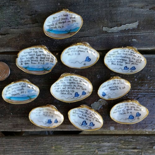 15 Hand-painted Butterfly Clam Seashells Beach Scenes With - Etsy
