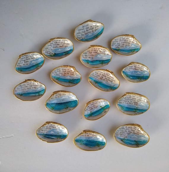15 Hand-painted Butterfly Clam Seashells Beach Scenes With | Etsy