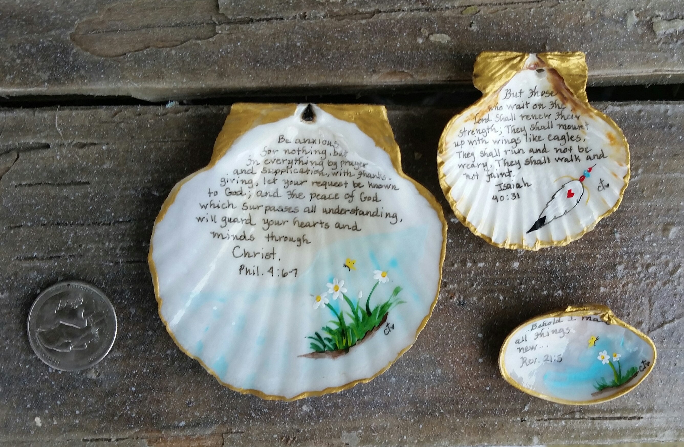 3 Painted Seashells With Scriptures Isaiah 40:31 Scripture Shells ...