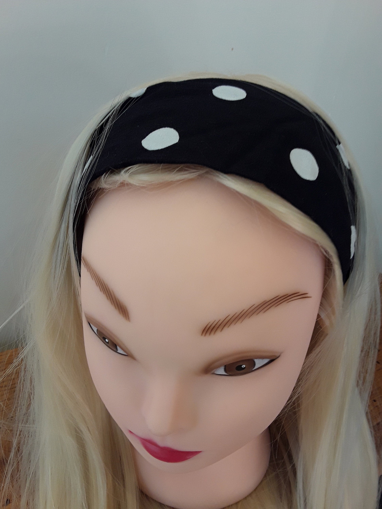 Vintage 80s 90s Headband Black With White Polka Dots Deadstock 1980s - Etsy