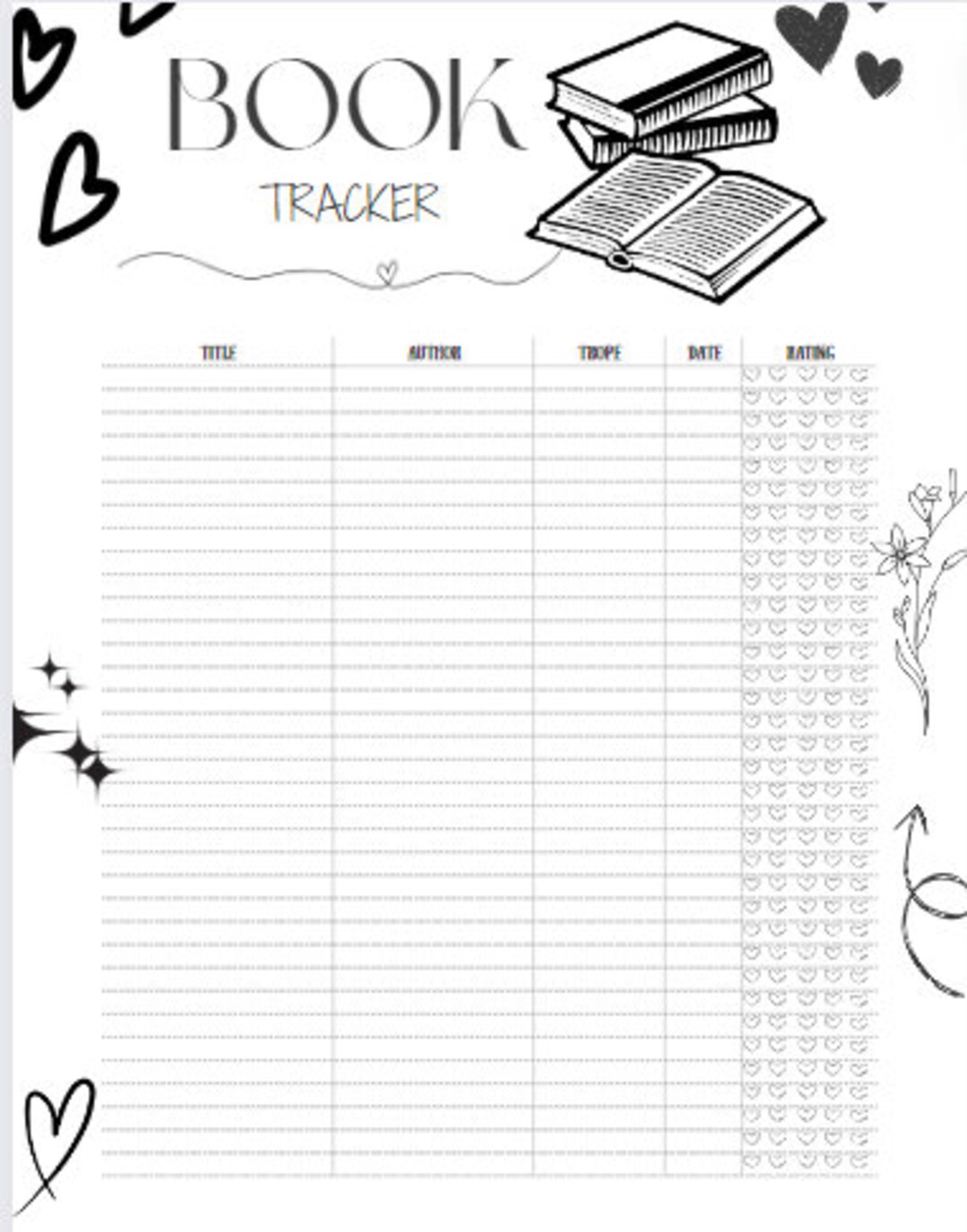 Book Tracking Log - Etsy