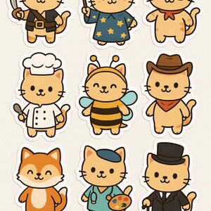 Printable Cat Sticker | Cute Digital Cat Sticker Sheet | Kawaii Cat ...
