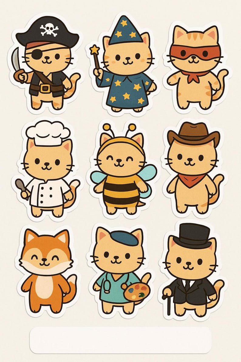 Printable Cat Sticker | Cute Digital Cat Sticker Sheet | Kawaii Cat ...