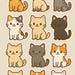 Printable Cat Sticker | Cute Digital Cat Sticker Sheet | Kawaii Cat ...