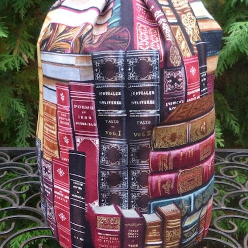 Books Drawstring Bag WIP Bag Knitting Project Bag Classic - Etsy