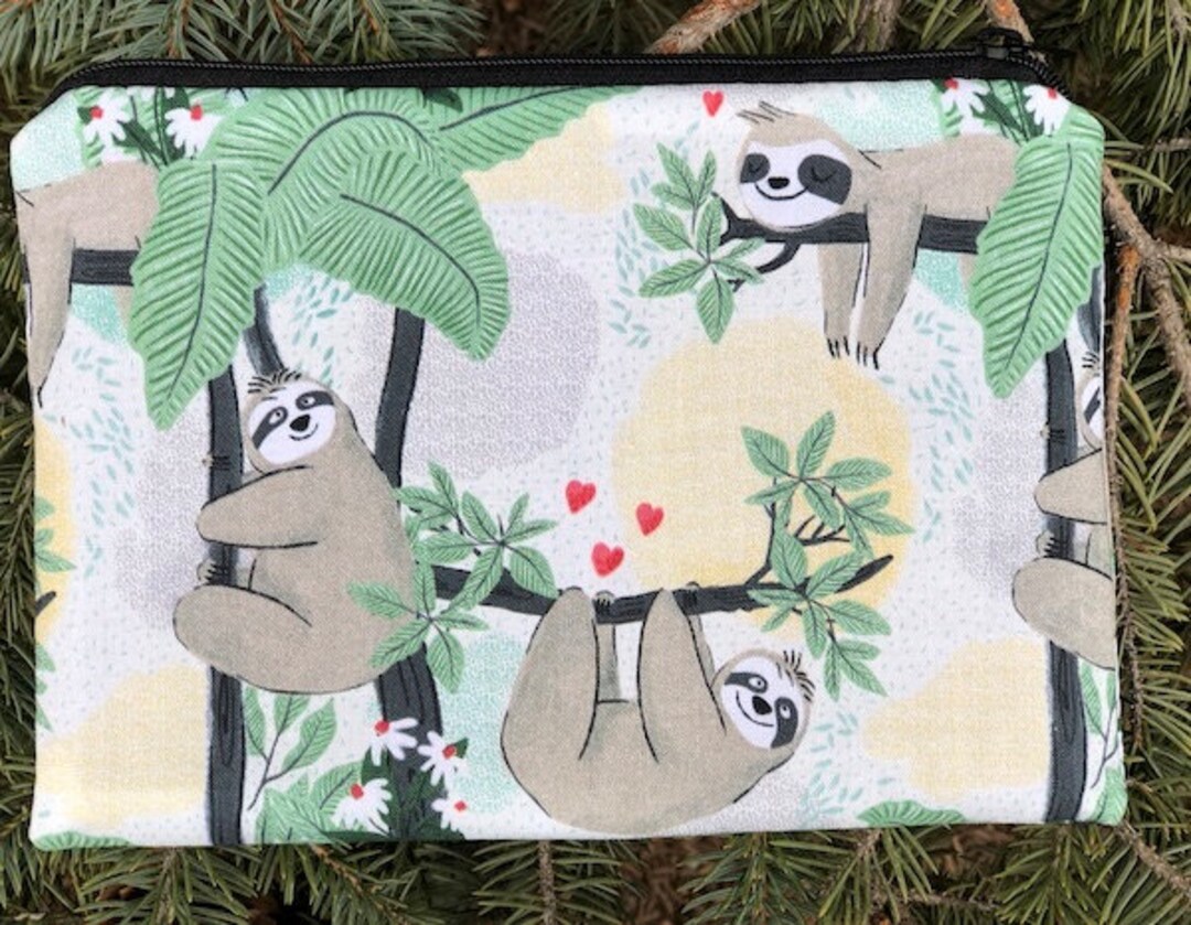 Sloths Zippered Accessory Bag for Makeup, Reusable Gift Bag, Organizing ...