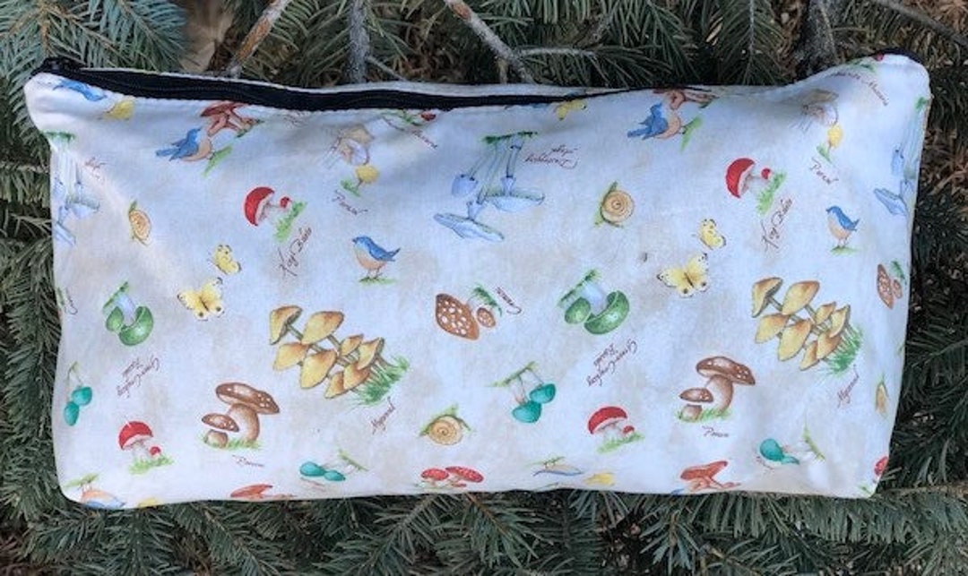 Mushrooms and Birds Flat Bottom Bag for Mahjongg Tiles, Knitting ...