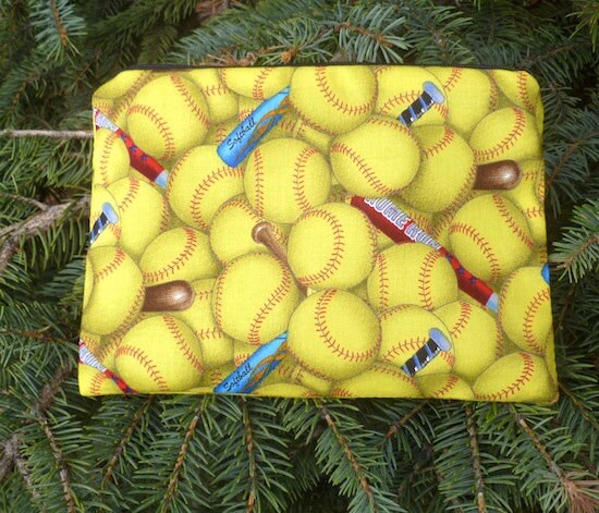 Softball makeup bag softball zipper bag zip pouch accessory | Etsy