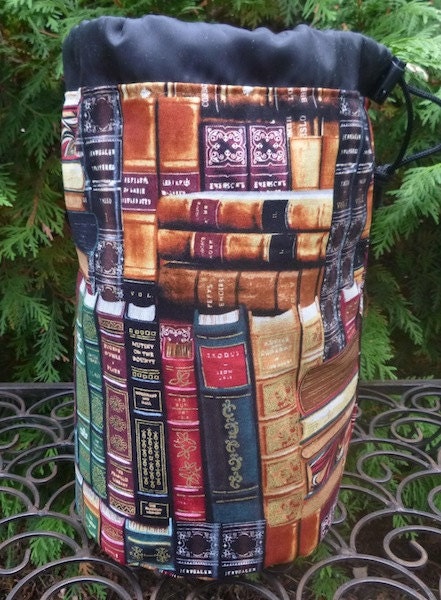 Books Drawstring Bag WIP Bag Knitting Project Bag Classic - Etsy