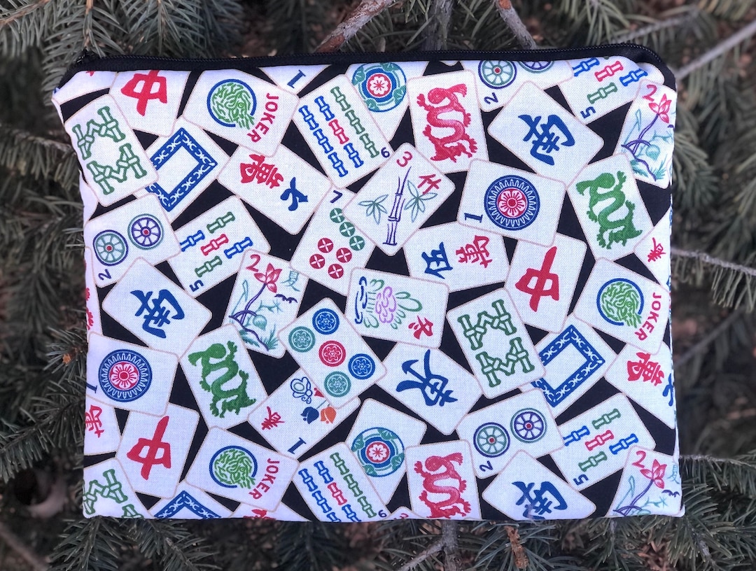 Mahjong Card and Coin Purse, Mahjong Tiles on Black, the Slide - Etsy