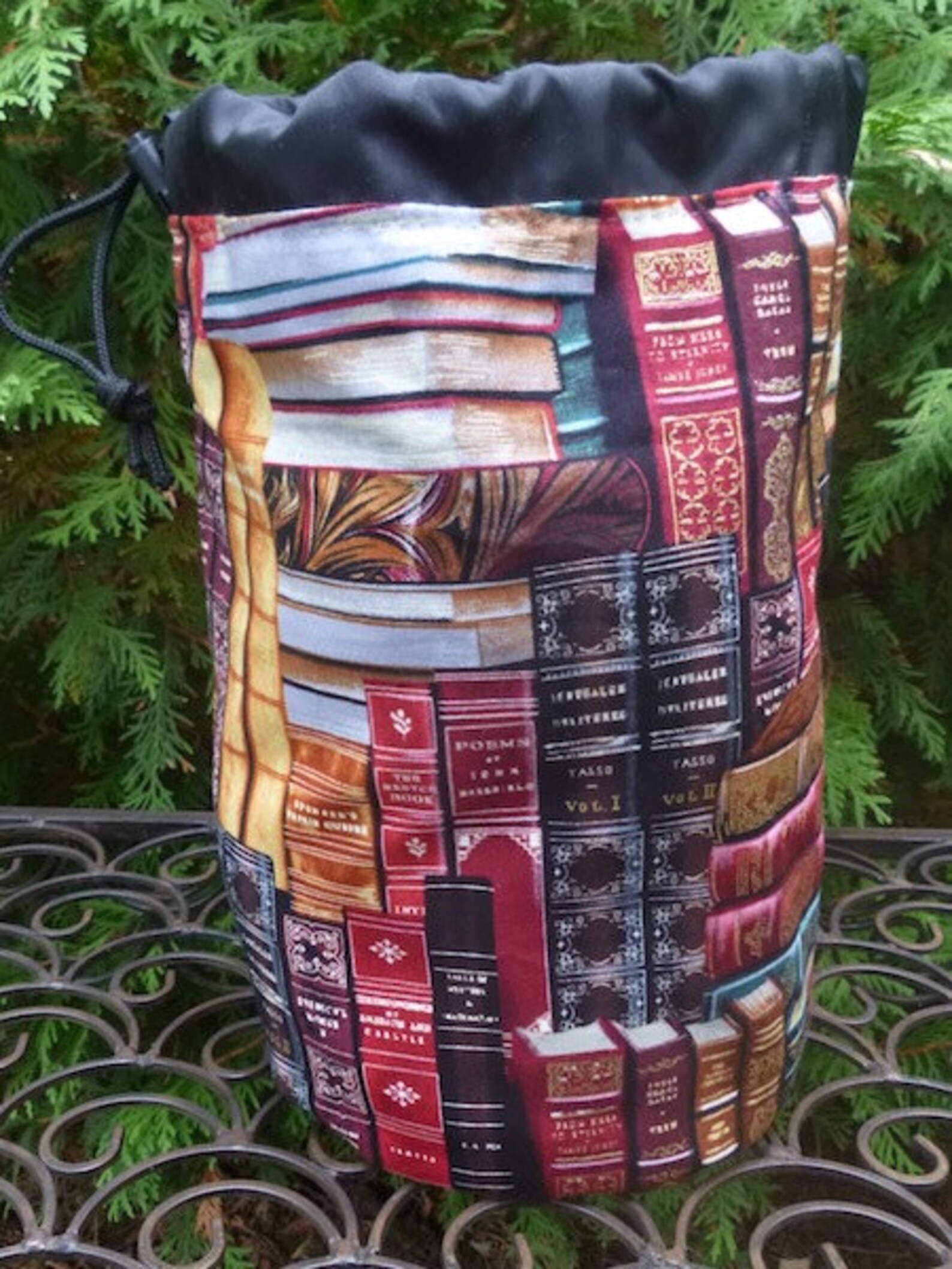 Books Drawstring Bag WIP Bag Knitting Project Bag Classic - Etsy
