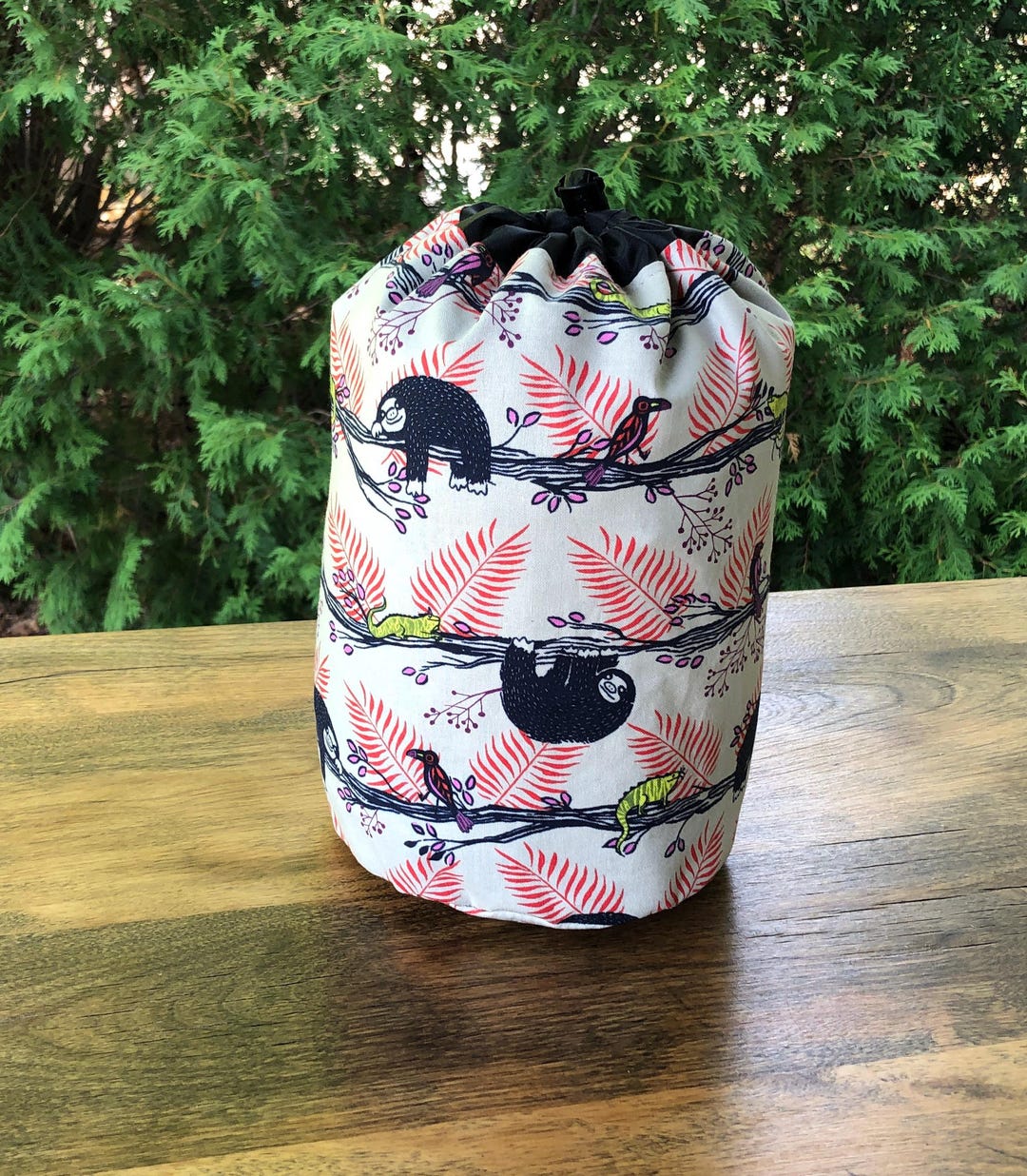 Sloths Knitting or Crochet Project Bag, WIP Bag, Drawstring Bag ...