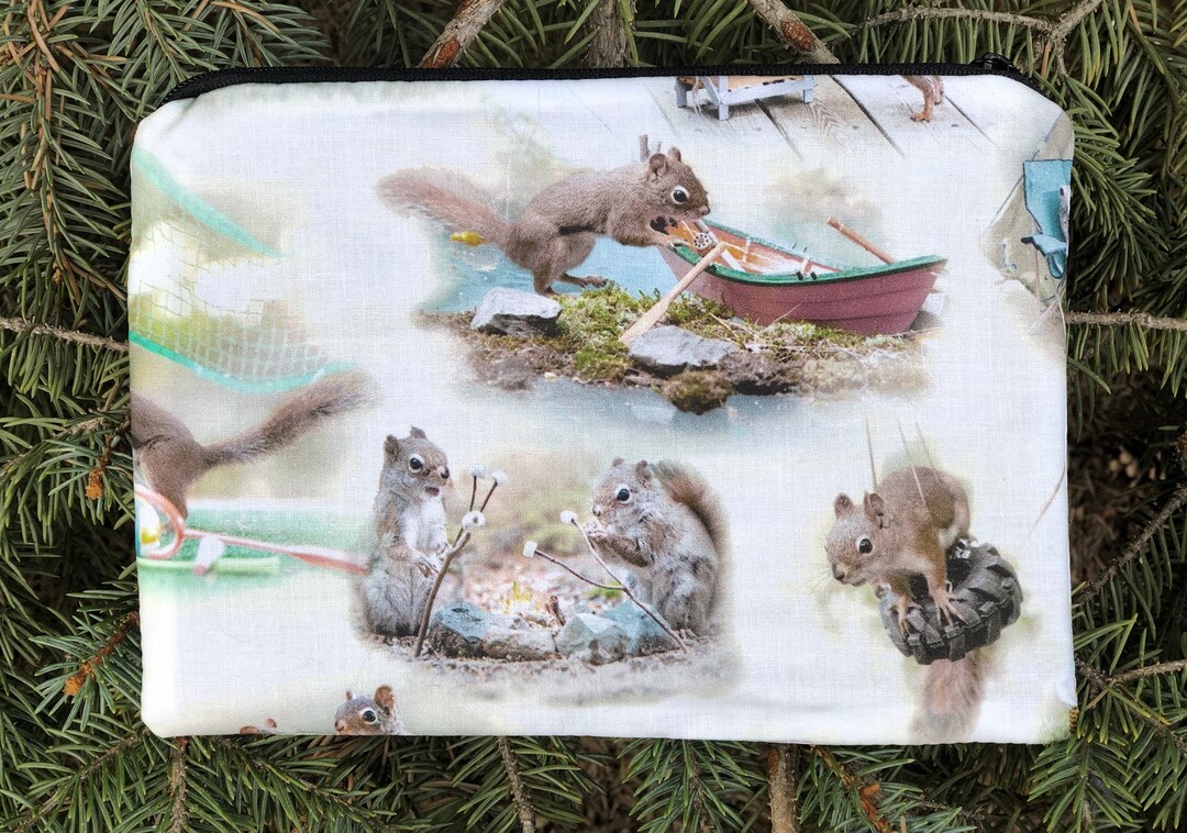 Squirrel Zippered Bag for Accessories, Reusable Zippered Gift Bag ...