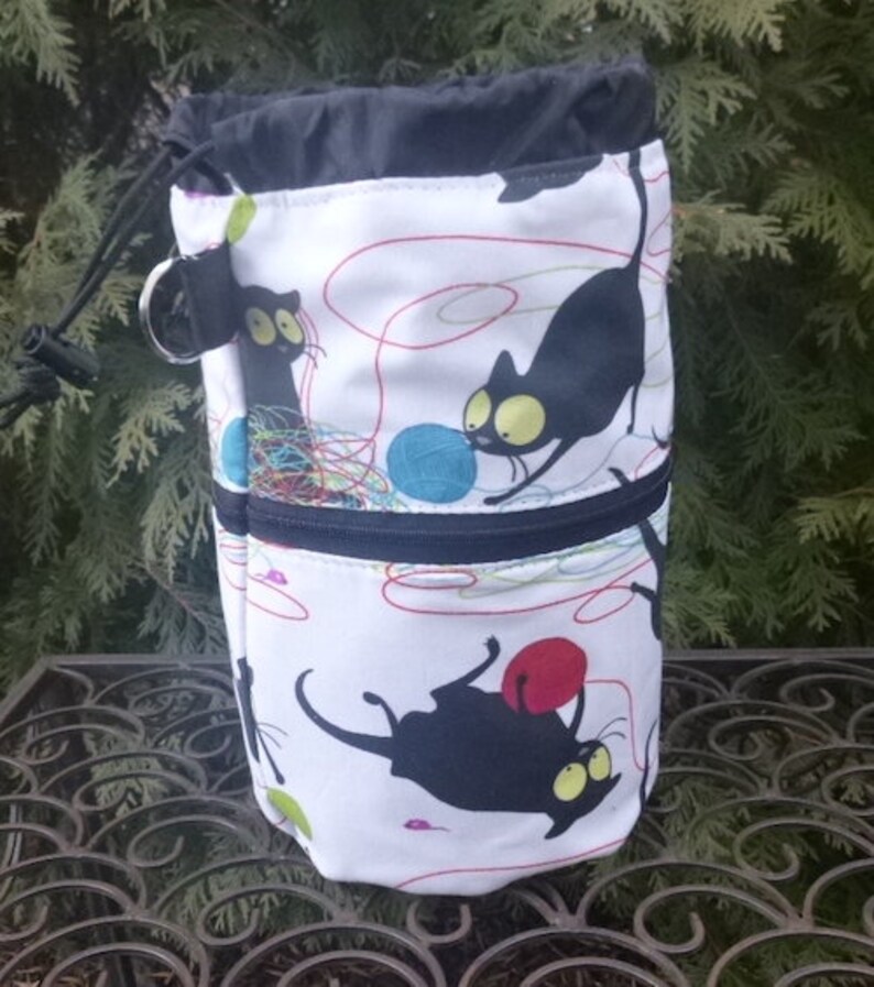 Black Cat Small Knitting Project Bag Knitting in Public Bag | Etsy