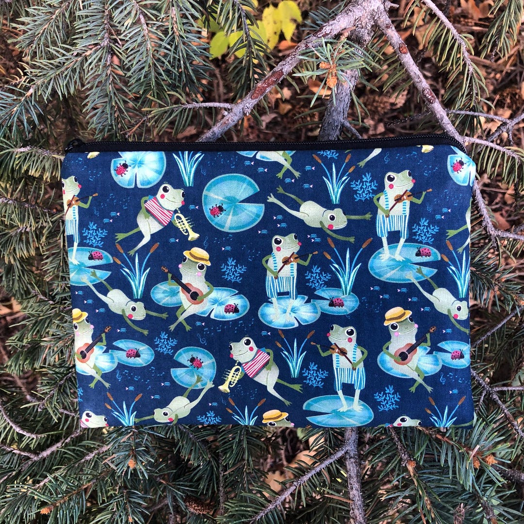 Frogs Zippered Makeup Bag, Accessory Bag, Knitting Notions Pouch, Purse ...