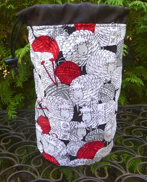 Sheep Knitting Project Bag, WIP Bag, Knitting Project Bag, Skeins of ...