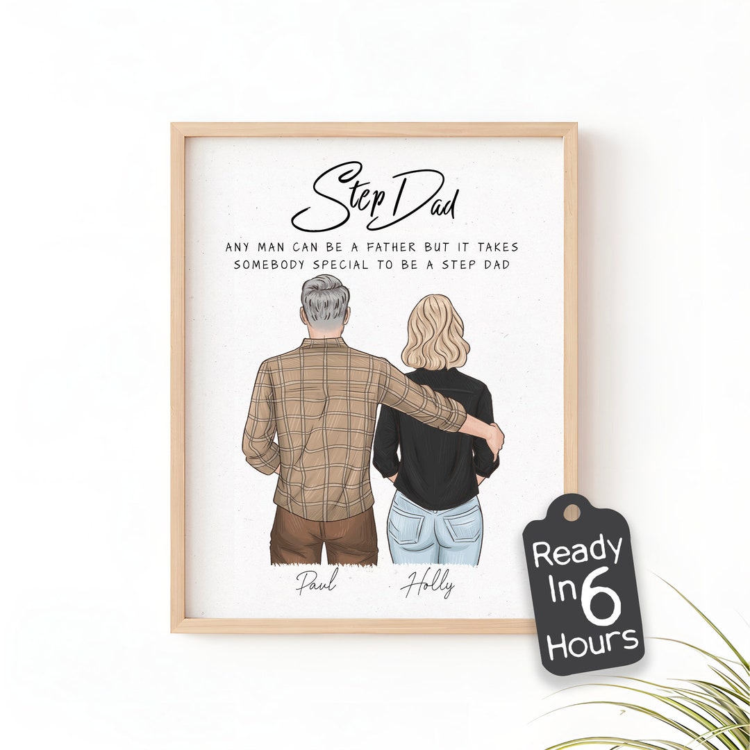 Personalized Step Dad Father’s Day Gift - Custom Portrait Art Print ...