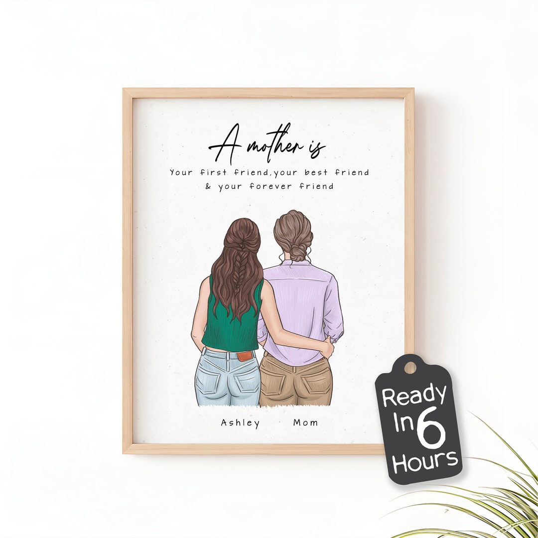 Custom Mother-daughter Art & Personalized Print | Hand-drawn Unique ...