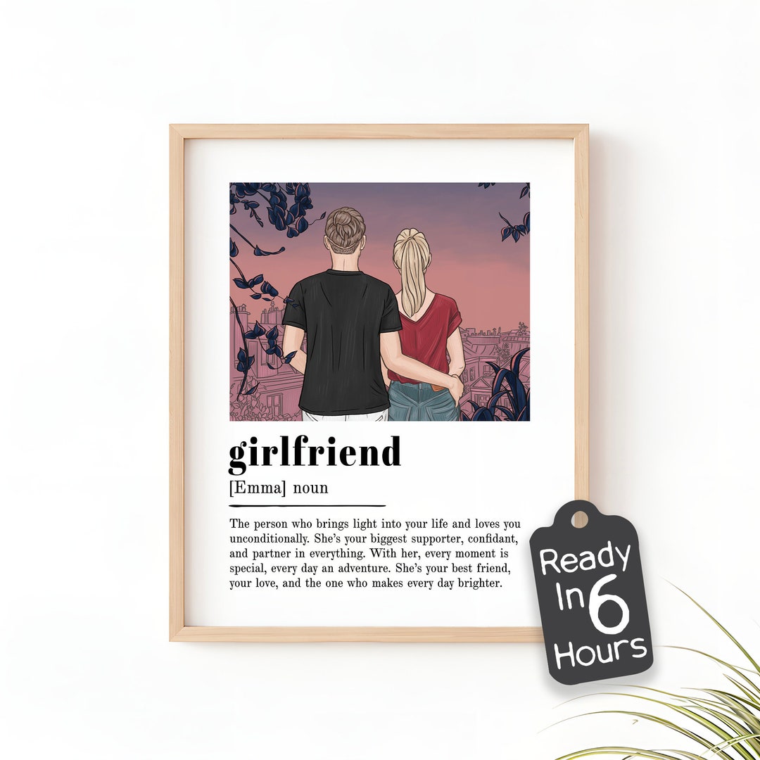 Definition Girlfriend Personalized Art Print Custom Couple Portrait ...