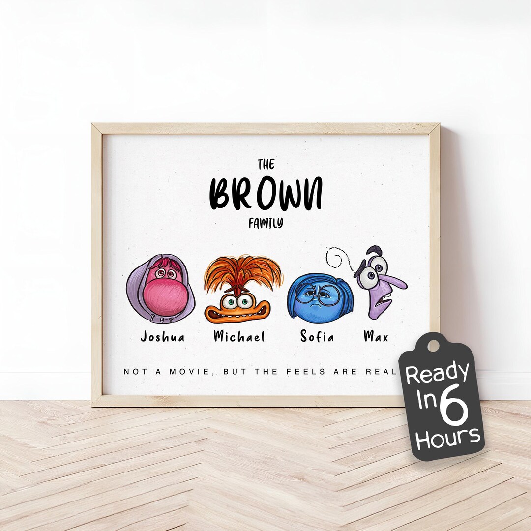 Custom Inside Out Style Art | Feelings Poster | Personalized Gift ...