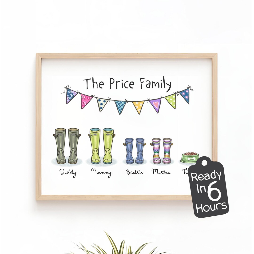 Custom Family Wellies Boot Print Wellington Boot Artwork Unique Couple ...