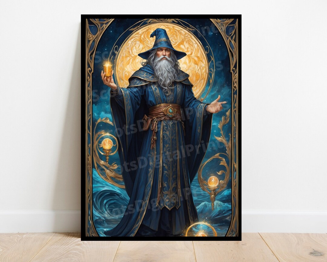 Poster Merlin King Arthur Tarot Card, Gift Painting, Scandinavian, Wall ...