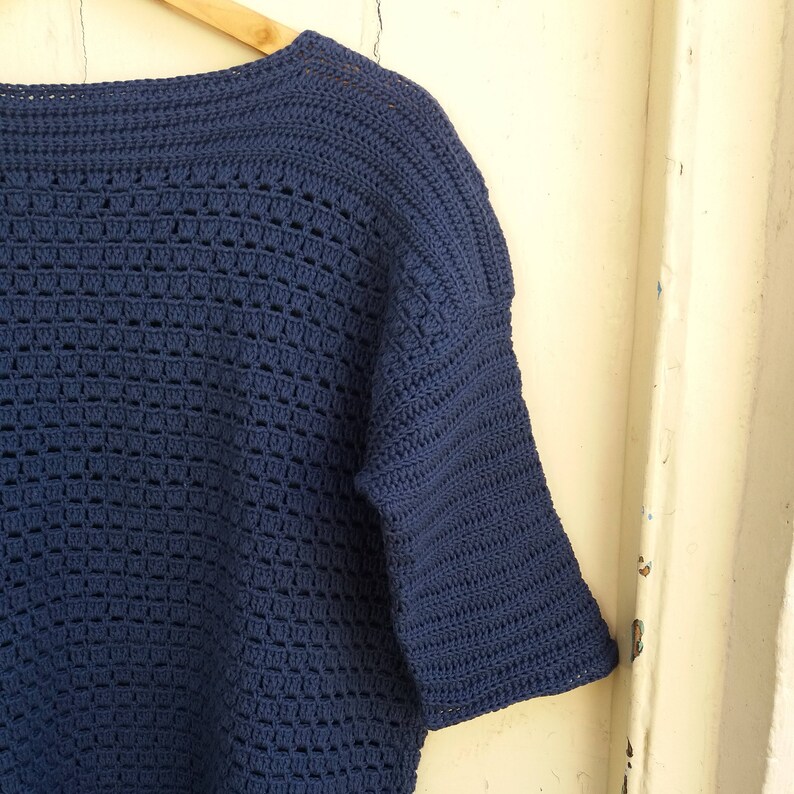Crochet Pattern - Evelyn - Boat Neck Boxy Tee Cotton Top With Optional ...