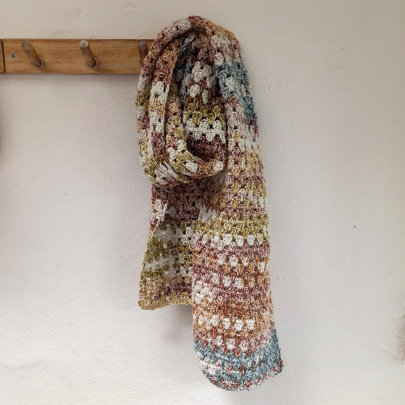 Crochet Pattern - Autumn Days Scarf - Cotton - Granny Stitch Scarf ...