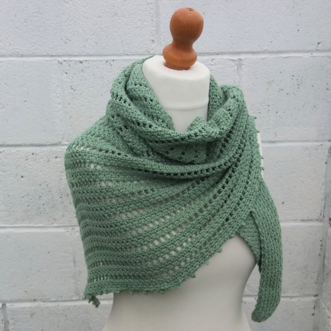 Crochet Pattern - Nettle Shawl - Triangle Scarf - Organic Cotton DK ...
