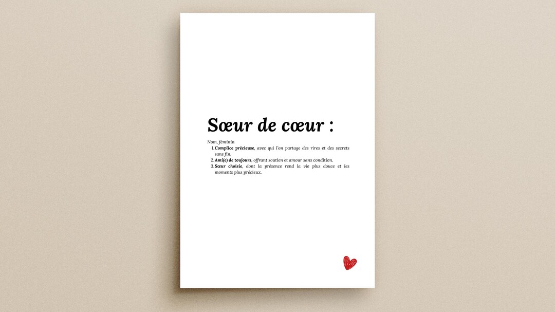 Sister of Heart Wall Poster Poetic Definition to Print - Etsy